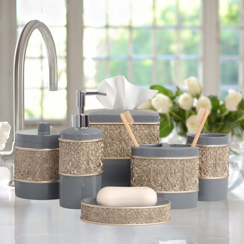 Grey bathroom accessories set store